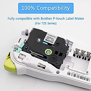 Unistar TZ Tape 12mm 0.47 Laminated White Replacement for Brother Label Maker Tape TZe-231 TZe231, Compatible for Brother Ptouch PT-D210 PT-D400 PT-D600 PT-1280, 26.2 Feet, 5 Pack