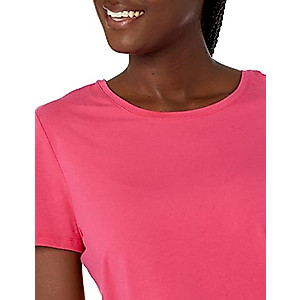 Amazon Essentials Women's Classic-Fit Short-Sleeve Crewneck T-Shirt, Pack of 2, Bright Pink/White, Large