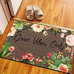 Funny Doormat Custom Indoor Doormat -Good Vibes Only Doormat Bath Mat Welcome Mat Funny Front Door Mats Home and Office Decorative Entry Rug Garden/Kitchen/Bedroom Mat Non-Slip Rubber 23.6 x15.7 Inch