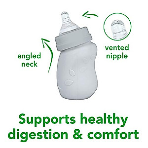 green sprouts Ware Baby Bottle Made from Plants and Glass, Angled Neck + Vented Nipple Prevent Colic, Made Without Petroleum-Plastic, BPA, BPS, BPF, Pink, 5 Oz