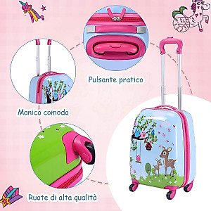 Kids' Cute Cartoon Pattern Travel Trolley, Multicolor