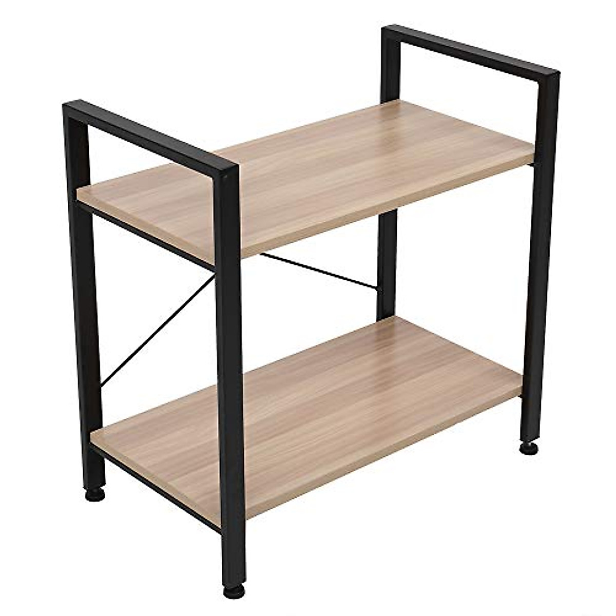 2-Tier Gray Bookshelf, Bookcase, Industrial Wood Storage Rack Open Shelves, Modern Standing Bookshelves Display Rack for Bedroom Living Room, Bookcase Shelf Storage Organizer 60 x 33 x 58.5cm