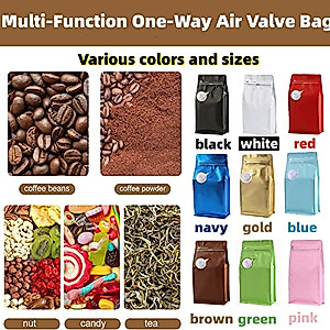 DMPACKDM Coffee Bags with Valve(12 oz,3/4 lb,50pcs) Black High Barrier Aluminumed Foil Flat Bottom Heat Sealed Coffee Beans Packaging Bags Side Zipper Resealable Bags for Home or Business