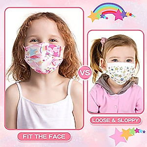 Kids Disposable Face Masks Girls - 50 Pack Kids Mask Disposable Children Small Size Unicorn Face Mask 3 Ply Cubrebocas Para Niños Individually Wrapped