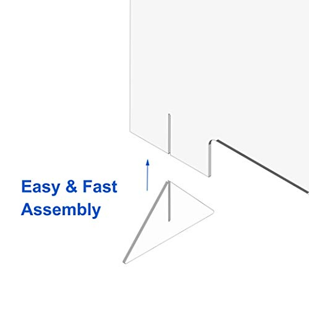 VARWANEO No Opening Sneeze Guard Panel for Counter and Desk, No Cutout Protective Plexiglass Shield, No Hole for Business, Office, School (24" W x 24" H)