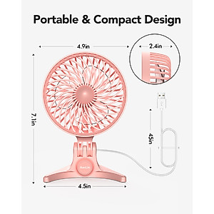 AaoLin USB Desk Fan, Small Fans with CVT Variable Speeds, Strong Cooling Airflow, Quiet Portable, Desktop Mini Personal Table Fan for Room, Home,Office, Bedroom, Pink