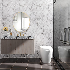 YENHOME Peel and Stick Countertops Waterproof 24"X118" Grey Marble Contact Paper Peel and Stick Self Adhesive Marble Wallpaper for Kitchen Countertop Contact Paper Marble Contact Paper for Cabinets