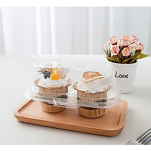XIZHI 25Pcs Clear Cupcake Boxes with 2 Compartment,Plastic Stackable Cupcake Carrier Holder Box - BPA-Free,Durable,Keep Your Cupcakes or Muffins Delicious
