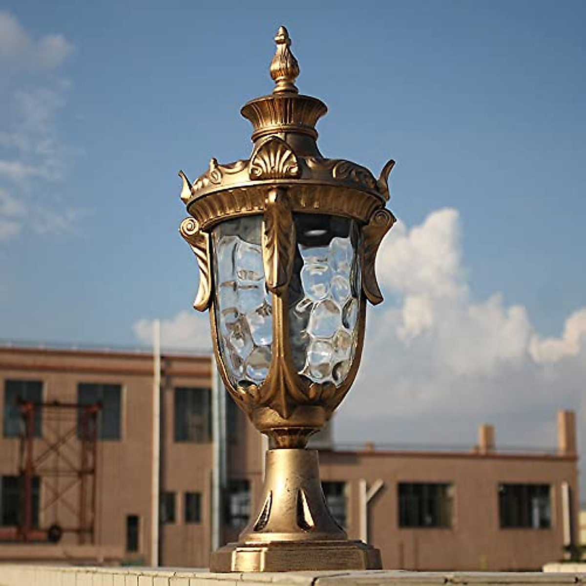 CZLZY Outdoor Waterproof Pillar Lamp Creative Aluminum E27 Post Light Glass Lampshade Villa Courtyard Fence Column Light Lawn Decoration Landscape Light Pedestal Light
