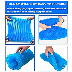 Renyqatt Gel Seat Cushion,with Non-Slip Cover,1.65inch Double Thick Office Chair Seat Cushion,Breathable Honeycomb Pain Relief Sciatica Egg Crate Cushion for Office Chair Car Wheelchair