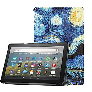 FANRTE Slim Case for New Kindle Fire HD 8 & Fire HD 8 Plus Tablet (12th Generation 2022 & 10th Generation 2020 Release) - Ultra Lightweight Slim Shell Stand Cover with Auto Wake/Sleep,Starry Sky