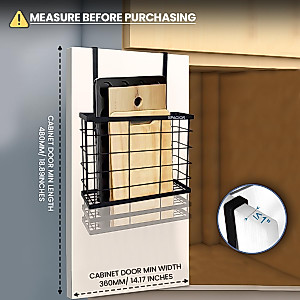 SPACIOR 2 Pack Over the Cabinet Door Organizer Holder with Multipurpose Hooks. Kitchen Cabinet Door Organizer and Storage for Baking Sheets, Foil Wraps&Cleaning Supplies - Hanging Cutting Board Holder