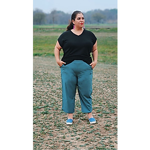 RBX Women's Lightweight Quick Dry Relaxed Cropped Woven Pant Capri Smoke Sage S