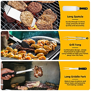 Blackstone Griddle Accessories Tool Kit, AIKWI 47-Piece Flat Top Grill Commercial Grade Set with Enlarged Spatula, Basting Cover, Scraper, Scissors, Tongs for Outdoor BBQ