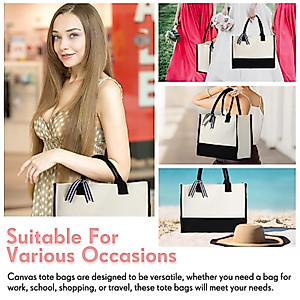 Sweetude 20 Pcs Canvas Beach Bag Initial Classic Present Bag for Women DIY Personalized Canvas Tote Bag for Wedding Bridal Bridesmaid Birthday Beach Holiday(Natural White)