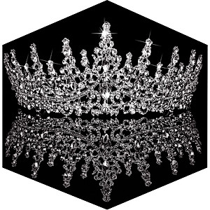 Women Crystal Wedding Tiara Princess Crown Rhinestone Tiaras, Royal Queen design, perfect for Bridal, anniversaries, birthday, Halloween Cos-play costume Christmas, party hair accessorie for girl Prom (Silver)