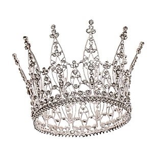 Vintage Rhinestone Crown Cake Topper Birthday Party Prom Decor For Birthday Wedding Prom Party Pageant Halloween Christmas Costume (Silver)