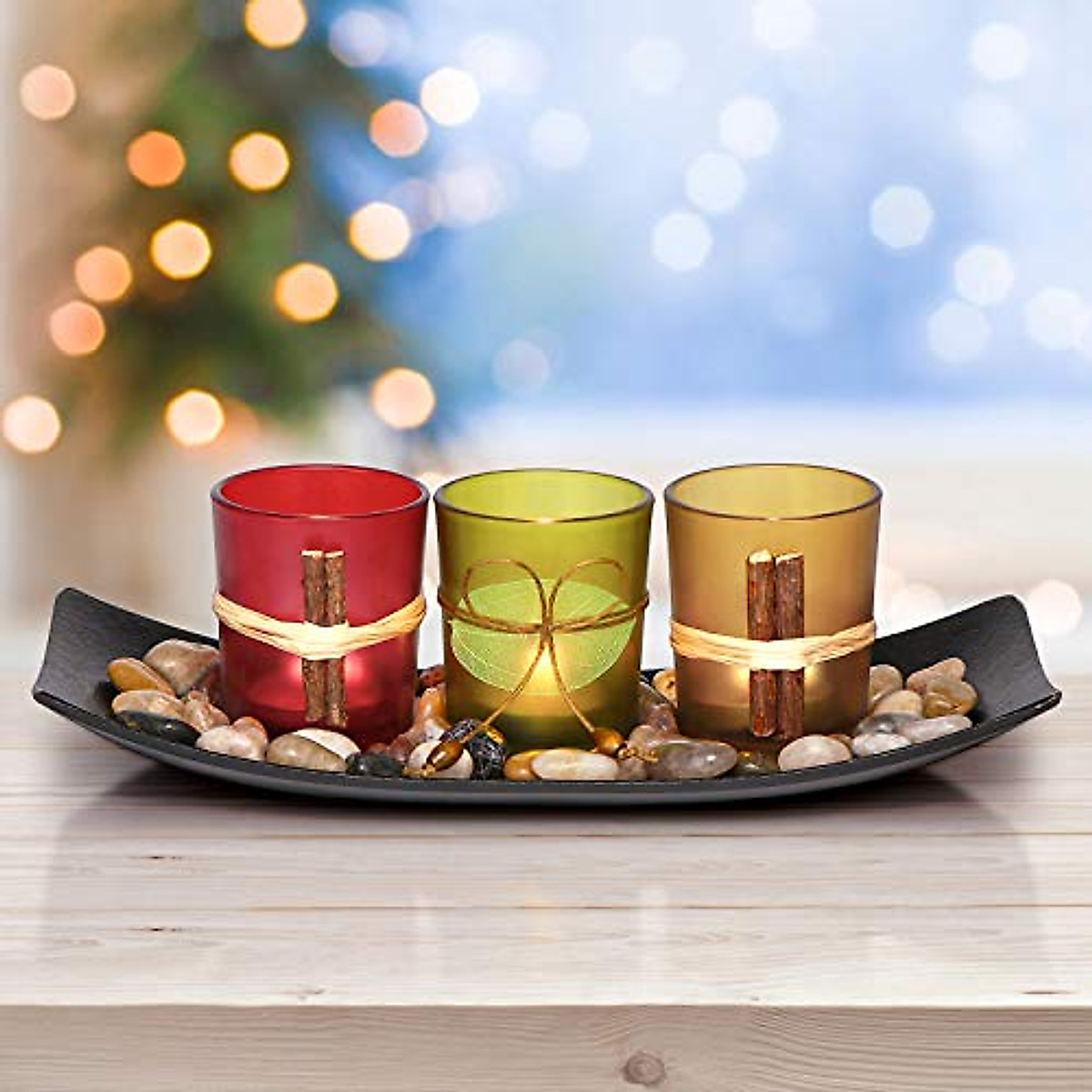 LETINE Candle Holders Set Fit in LED Lights. Centerpieces for Coffee Table, Bathroom Decor. Decorations for Farmhouse & Modern Style Bed Room for Women, Men