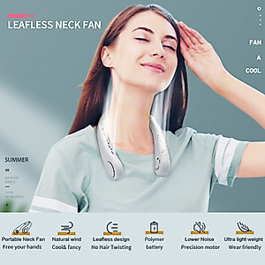 DGLK The Portable Neck Fan From Popular Earphone Design,The Leafless Neck Fan Perfect For Personal Fan，with Features，Mini Fan, Ultra-Quiet, Battery Powered Fan, Suitable For Outdoor Sports