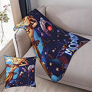 AEROSDEITH Sundrop Moondrop Plush Fuzzy Cozy Soft Blankets with Pillowcase Cover for Sofa Bed Throws Soft Plush Warm Sofa Bed Blanket All Season, One Size, Black 4