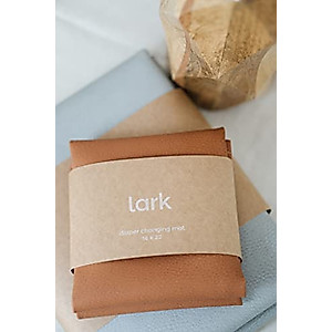 Vegan Leather Baby Changing Mat by Lark Baby Goods - Waterproof Wipeable Portable Diaper Pad - Foldable for Travel (14 x 22 in) - Brown