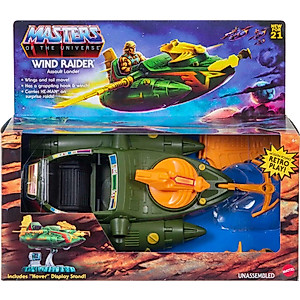 Masters of the Universe Origins Wind Raider Vehicle with Tow Hook, Retractable Cable & Display Stand for Motu Storytelling Play and Display, Gift for Kids Age 6 Years and Older