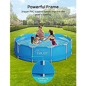 EVAJOY 12ft x 30in Metal Frame Swimming Pool, Outdoor Round Above Ground Pool with Steel Frame, Heavy-Duty PVC, Easy Assembly for Backyard, Garden, Lawn