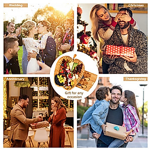 BOWEN EZ Bamboo Cheese Board with Knife Set, Large Charcuterie Boards for Kitchen Party, Apple Shaped Cheese Platter, Gift for Christmas, Housewarming, Hallows, New Years, Weddings