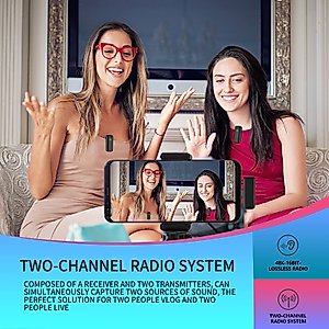 Zooblu Professional Wireless Lavalier Microphone,for iPhone iPad Android with Charging case,for Video Recording,Interview,Automatic Noise Reduction - 2-in-1