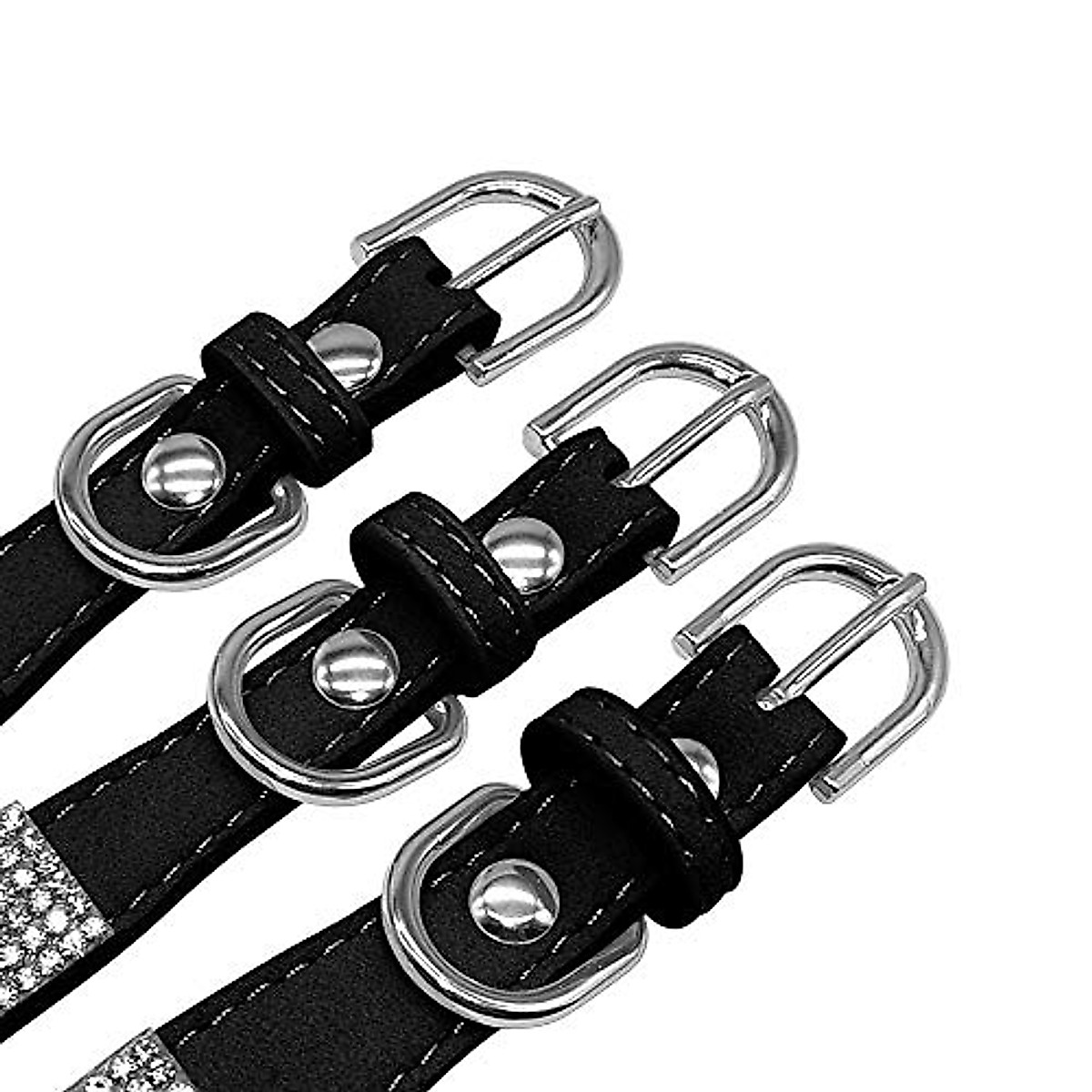 Haoyueer Rhinestone Dog Collar, Cute Dazzling Sparkling Soft Suede Leather Dog Cat Rhinestone Collar Crystal Diamond Pet Dog Puppy Collar(Pink,S)