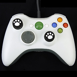 Ambertown Analog Silicone Thumb Stick Grips Cap Joystick ThumbSticks Caps Cover for PS4 PS3 Xbox One Xbox 360 PS2 Game Controllers (2 x White Cat Dog Paw)