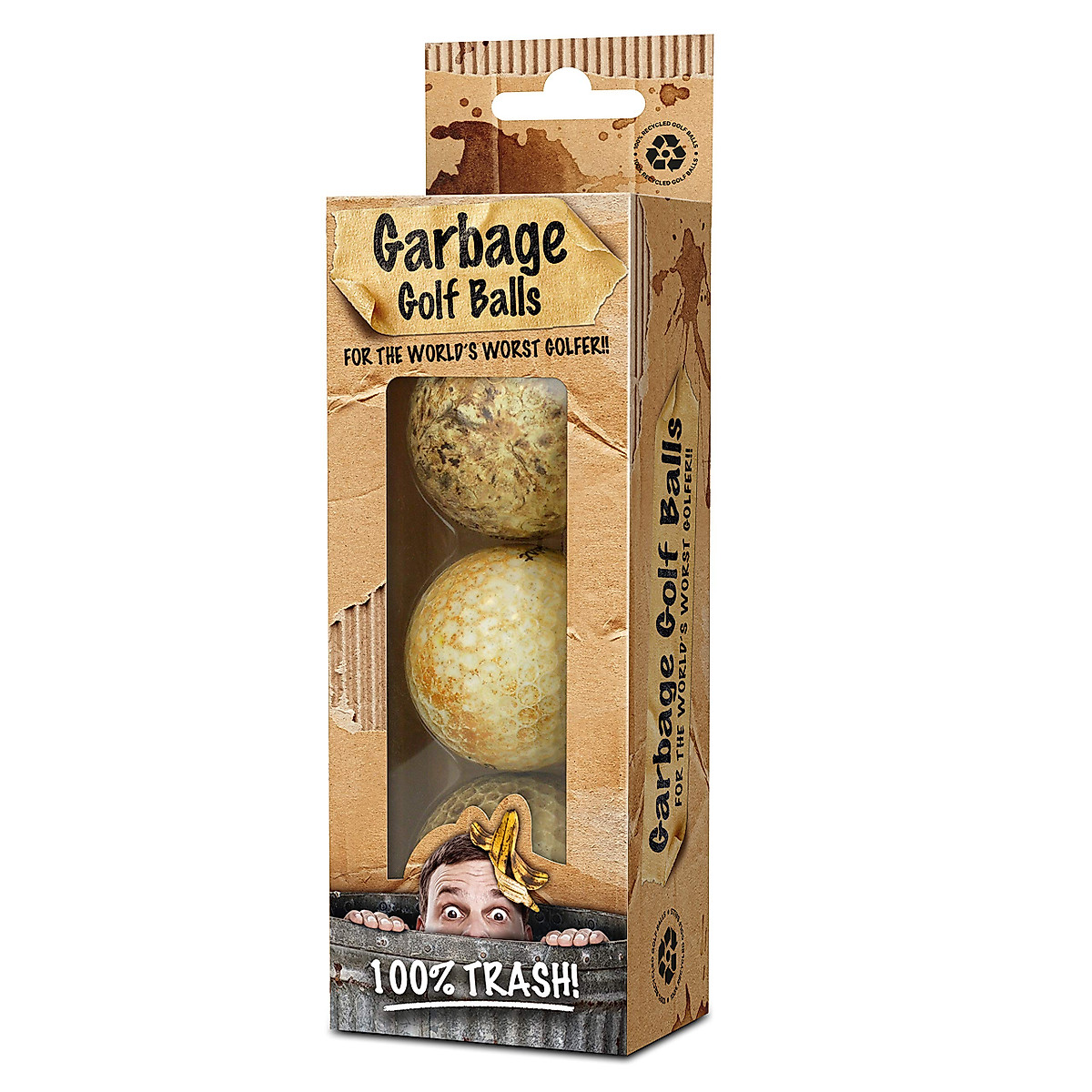 On Par 3 Pack Garbage Golf Balls, for The Worlds Worst Golfer, Idea
