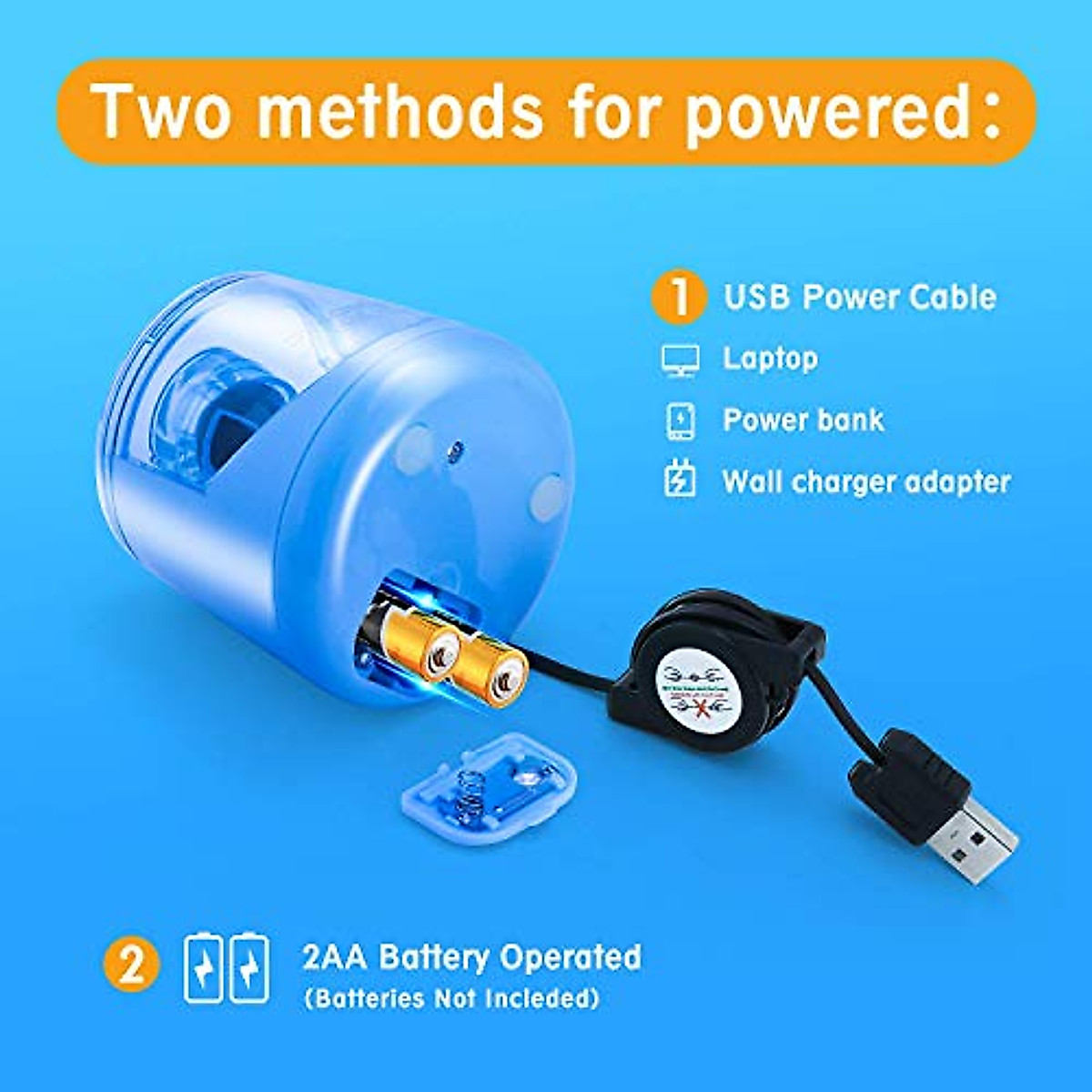 Electric Pencil Sharpener, Small and Portable Pencil Sharpener for NO.2 Pencils and Colored Pencils, Auto Feature and Durable for Classroom, Home and Office, USB Cable Included