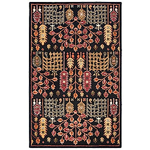 SAFAVIEH Aspen Collection 5' x 8' Black / Red APN522Z Handmade Boho Wool Area Rug