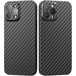 memumi 𝟮𝟬𝟮𝟮 𝐍𝐄𝐖 Real Carbon Fiber Case for iPhone 13 Pro Max, Sturdy Durable Carbon 0.5 mm Thin Cover for iPhone 13 Pro Max Aramid Fiber Skin Case with Military-Grade Drop Protection Black