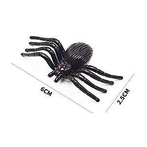 Wendy Mall 20Pcs Black Plastic Fake Spider Toys Funny Prank Lifelike Props for Halloween Party House Decor (S)