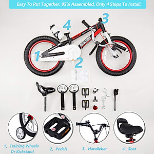 Royalbaby Boys Bike Freestyle Premium 16 Inch Kids Bike for Age 3-9 Years, with Training Wheels and Water Bottle