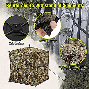 TIDEWE Hunting Blind 270° See Through with Silent Magnetic Door & Sliding Windows, 2-3 Person Pop Up Ground Blind with Carrying Bag, Portable Durable Hunting Tent for Deer & Turkey Hunting(Camouflage)