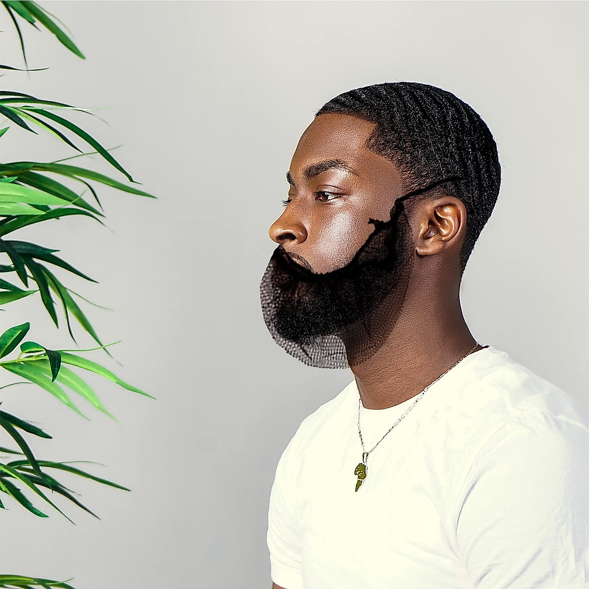 100PCS Beard Nets Disposable Nylon Protective Beard Covers with Single Loop for Men Food Service Safe Clean Work Environment(Black+Brown)