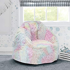 Delta Children Cozee Fluffy Chair, Kid Size (for Kids Up to 10 Years Old), Tie Dye