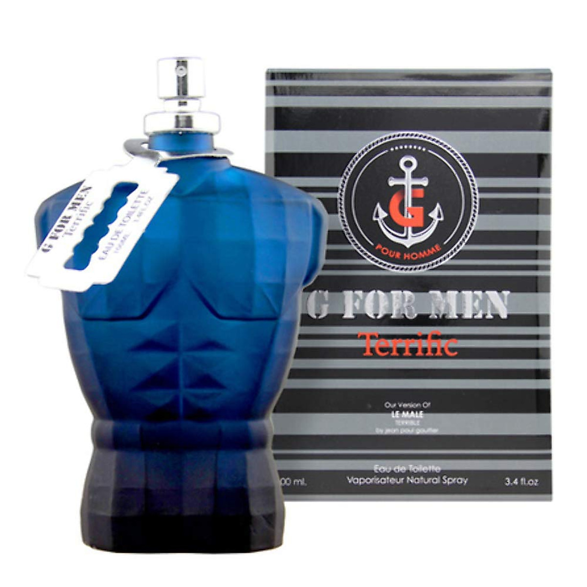 Mirage Brands G for Men Terrific 3.4 Ounce EDT Men's Cologne is not associated in any way with manufacturers, distributors or owners of the original fragrance mentioned