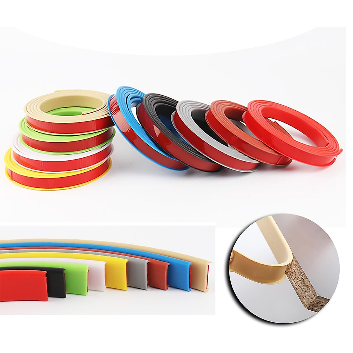 homeemoh U-Shape Edge Banding Self Adhesive Veneer Edging Trim 40mm x 5m Furniture Edge Protector for Table Cabinets Shelves