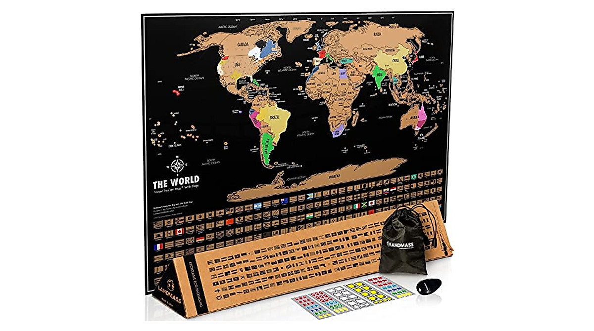 Landmass Scratch Off World Map Poster - 17x24 Travel Tracker