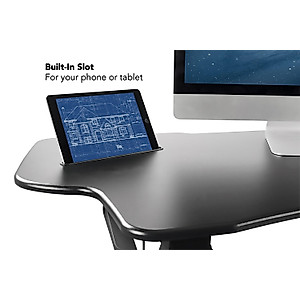 Mount-It! Electric Standing Desk Converter, 48 Inch Extra Wide Motorized Sit Stand Desk with Built in USB Port, Ergonomic Height Adjustable in Black (MI-7962)