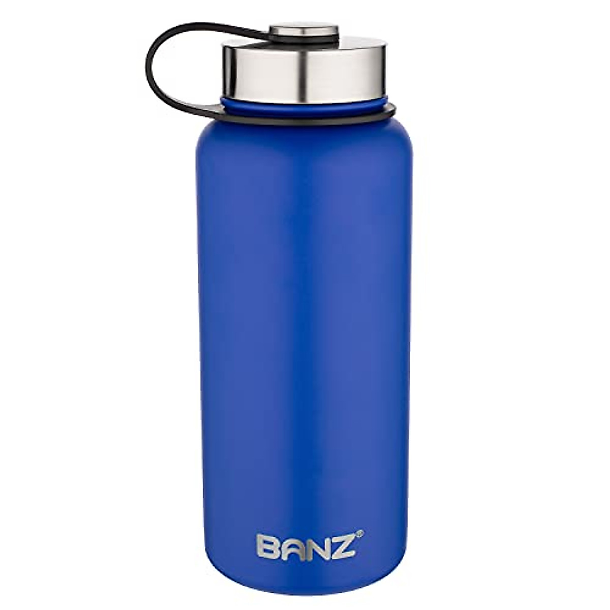 BANZ Double Walled, Insulated Water Bottle - Large, Stainless Steel and Re-useable Vacuum Insulated Flask Includes Bonus Sports Lid - 32 oz - Blue