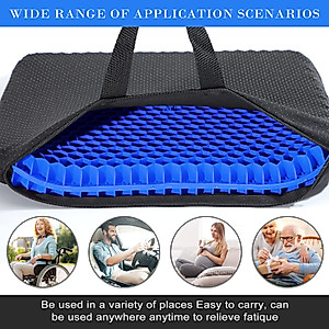 Gel Seat Cushion, Cooling seat Cushion Thick Big Breathable Honeycomb Design Absorbs Pressure Points Seat Cushion with Non-Slip Cover Gel Cushion for Office Chair Home Car seat Cushion for Wheelchair