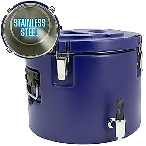 5 Gallon Insulated Beverage Cooler: Dispenser with Stainless Steel Interior and Spout/Spigot, Portable Sports Cooler for Camping, Outdoors - Fun Round Water Jug - Stackable