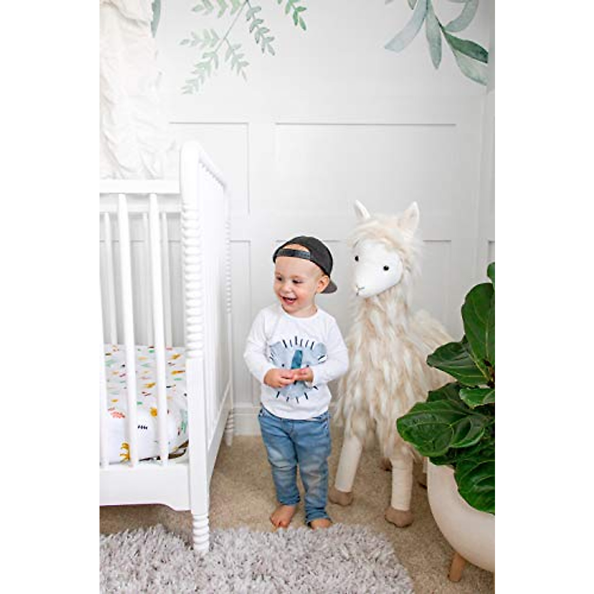 Safari Crib Sheet Fitted Organic, 100% Cotton GOTS Soft Jersey Jungle Animal Crib Sheets, Jungle Safari Animals Baby and Toddler Bedding for Boys and Girls (Jungle)