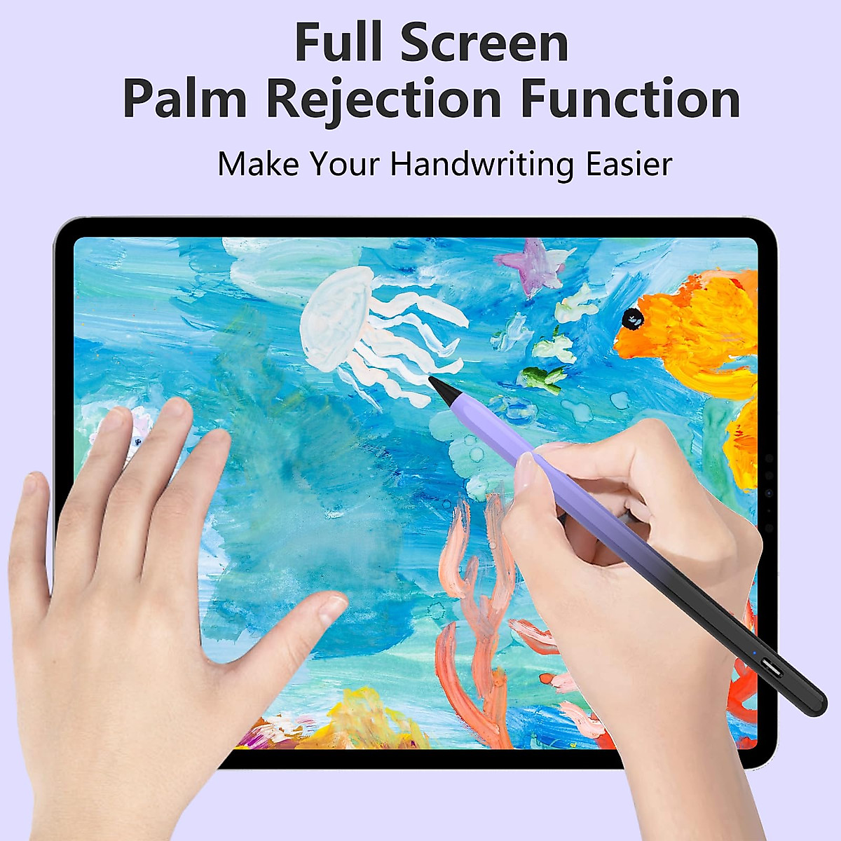 Stylus Pen for iPad 2018-2023, 15mins Fast Charge Apple Pencil for iPad 9th&10th Generation, Apple iPad Pro 11&12.9", iPad 8/7/6th Gen, iPad Air 3rd/4/5th Gen, iPad Mini 5/6th Gen (Black Purple)