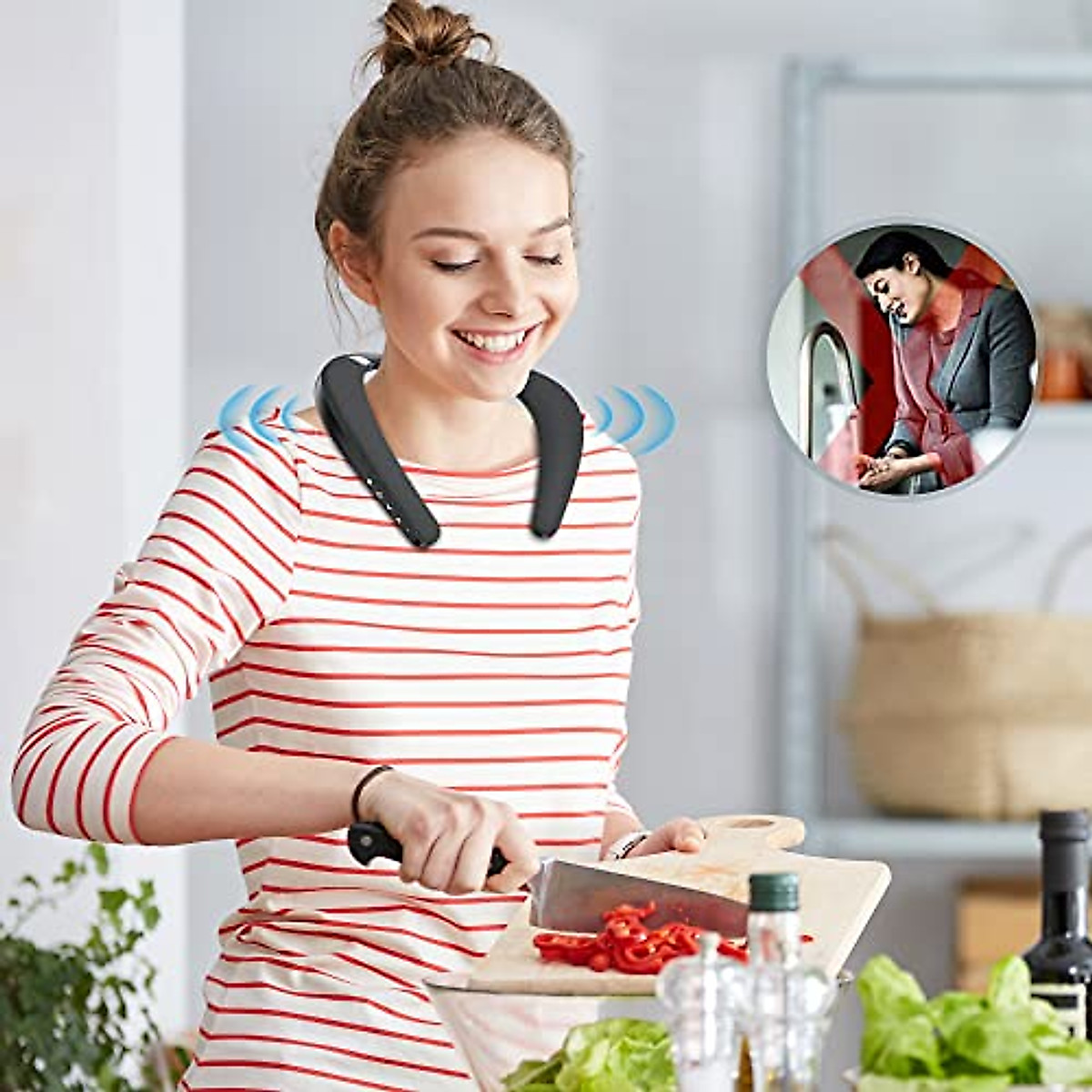 Monster Boomerang Neckband Bluetooth Speaker, Wireless Wearable Speaker, Portable Speaker and 12H Playtime, IPX7 Waterproof, Neck SpeakerTrue 3D Stereo Sound, for Home Sport Outdoor, Black